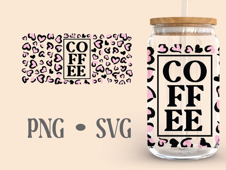 COFFEE Glass Wrap Svg, 16 Oz Libbey Can Glass, Coffee Glass Wrap Svg ...