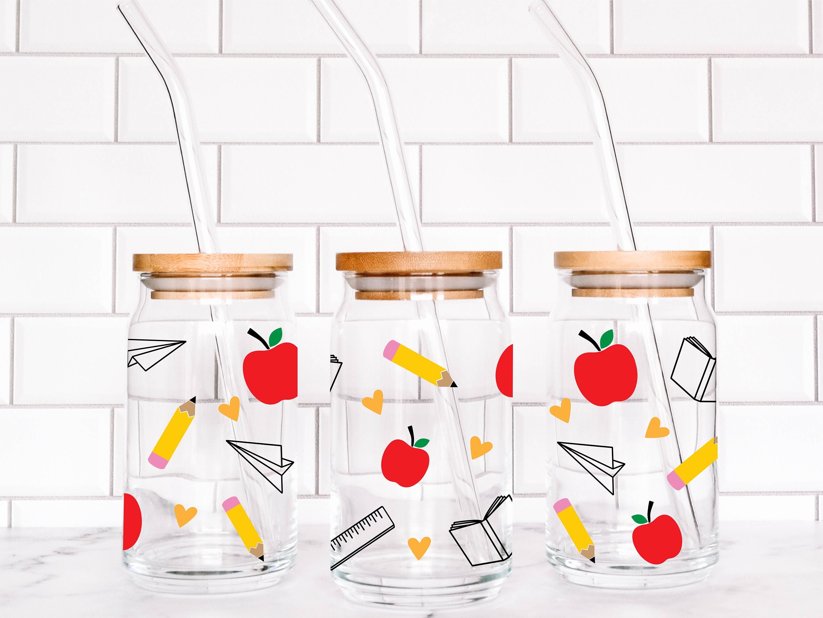 School Element Libbey Can Glass Svg 16 Oz Can Glass School | Etsy