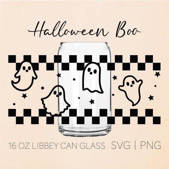 Halloween Boo Libbey Can Glass Svg 16 Oz Can Glass Ghost - Etsy