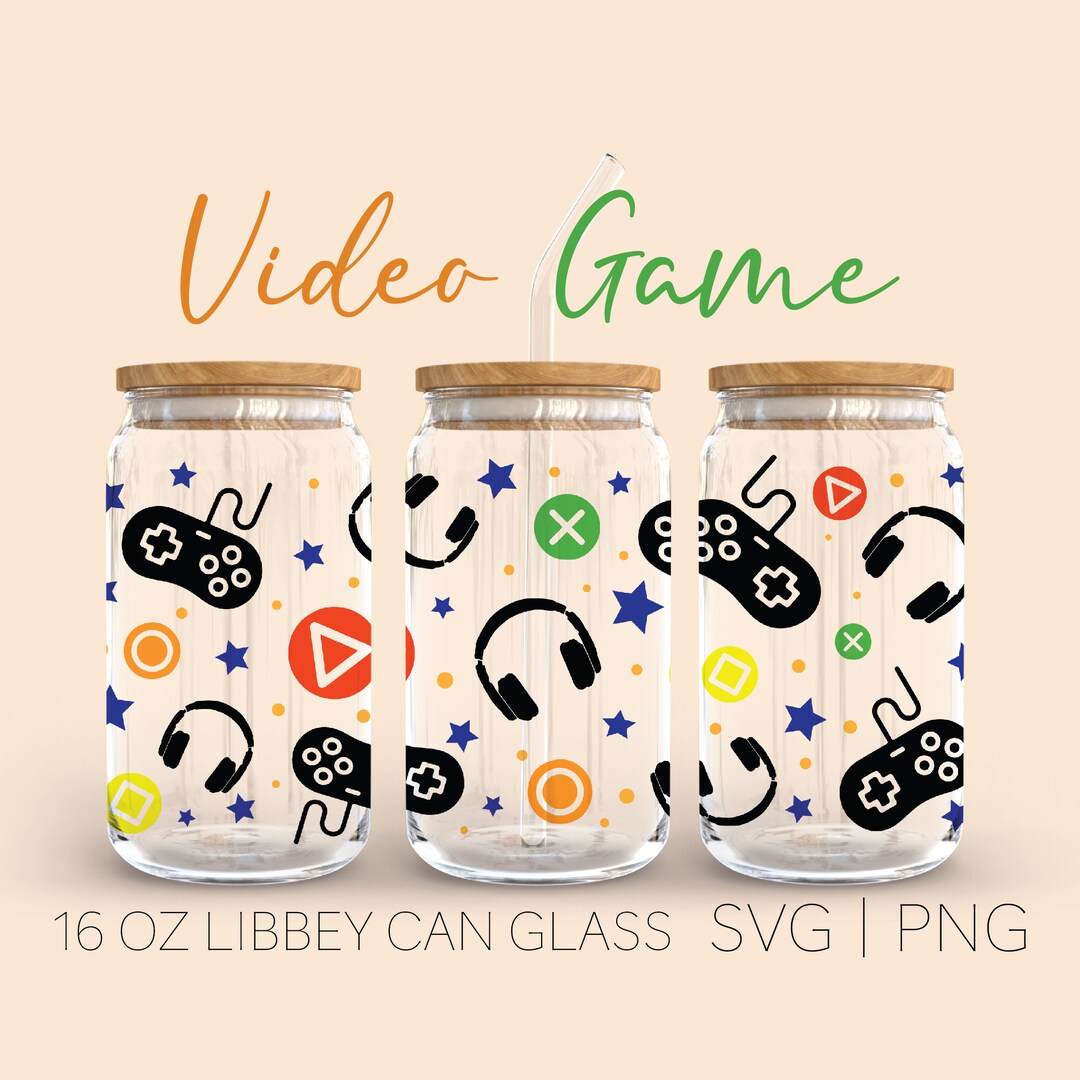 Video Game Glass Can Wrap Svg | Libbey 16 Oz Beer Can Glass Svg ...