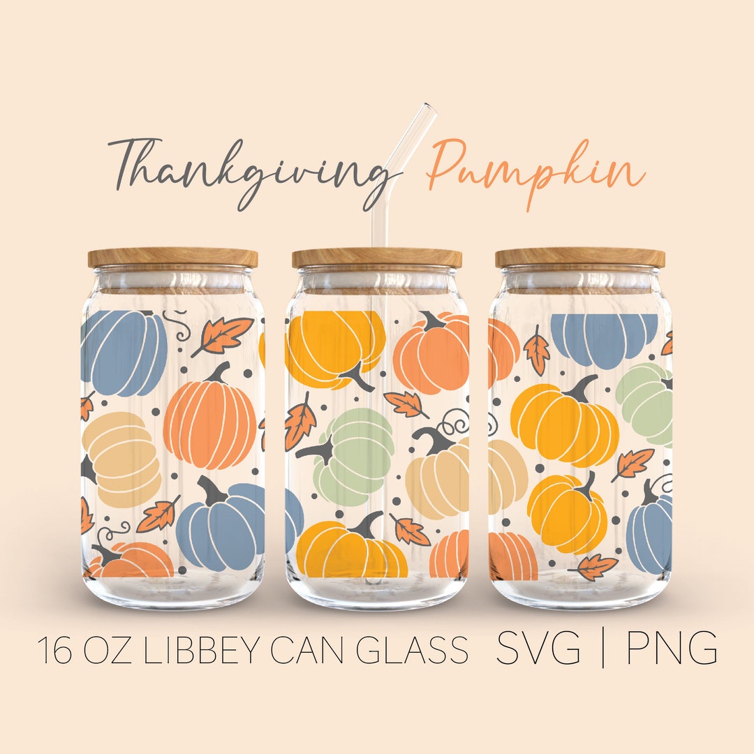 Pumpkin Svg • 16oz Glass Can Cutfile, Fall Bundle Svg, File for Cricut ...