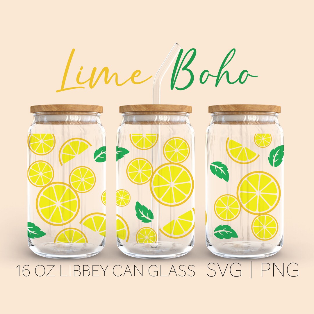 Lemon Mouse Libbey Can Glass Svg, 16 Oz Can Glass, Lemon Svg, Lemon ...