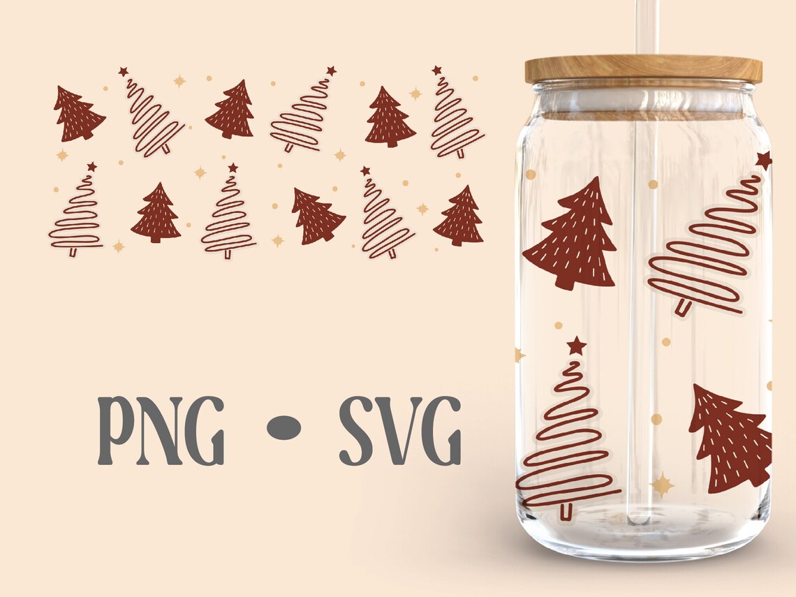 Christmas Forest • 16oz Glass Can Cutfile, Merry Christmas Svg ...