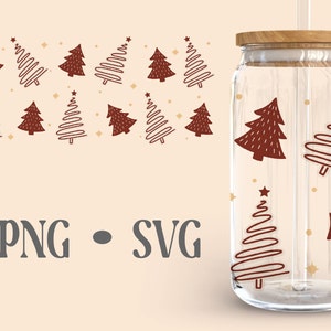 Christmas Forest 16oz Glass Can Cutfile, Merry Christmas Svg, Christmas ...