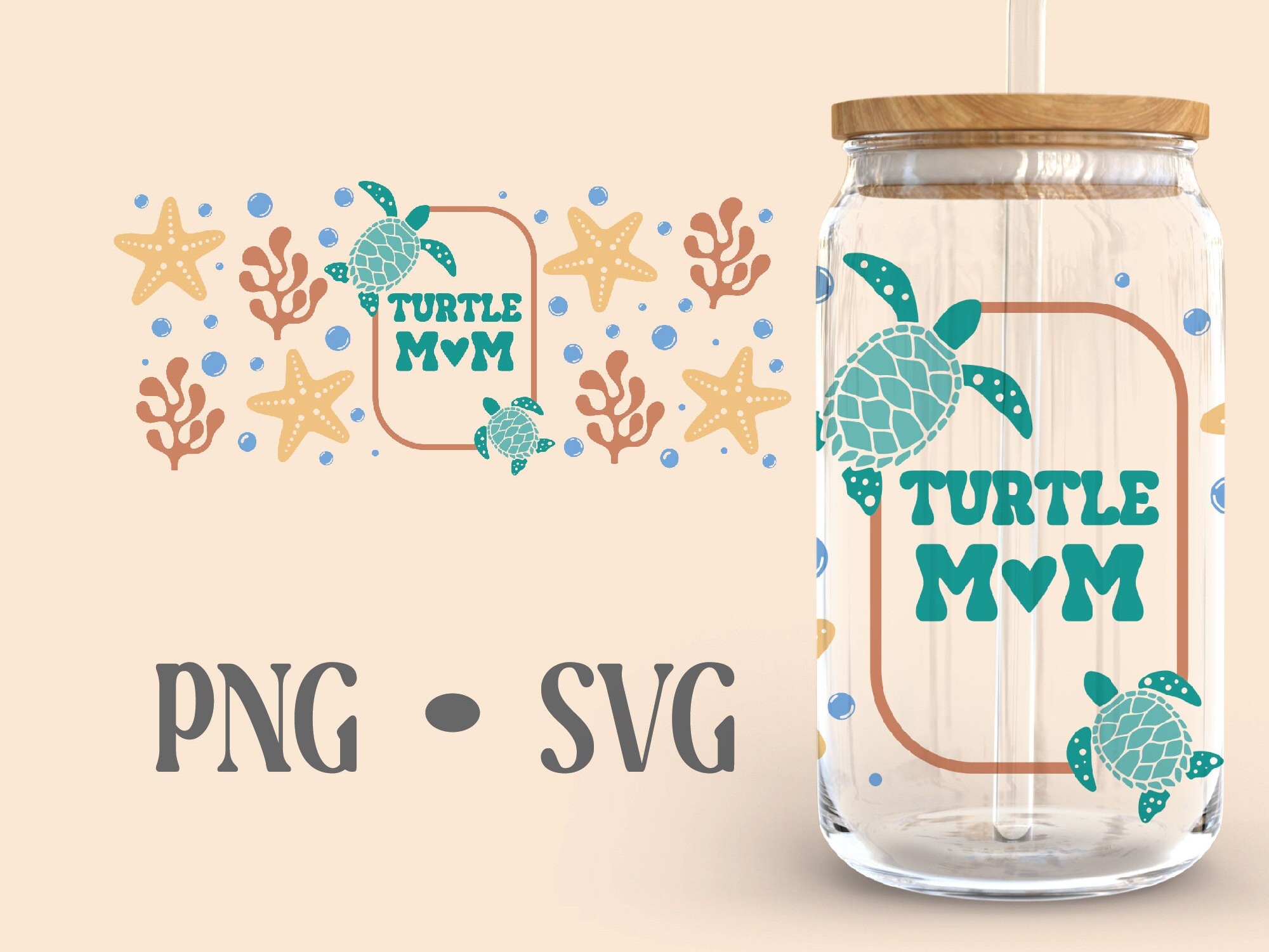 Turtle Mom Libbey Can Glass 16 Oz Can Glass Turtle Can Glass - Etsy