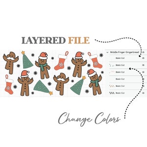 Naughty Gingerbread Man • 16oz Glass Can Cutfile, Middle Finger Svg ...