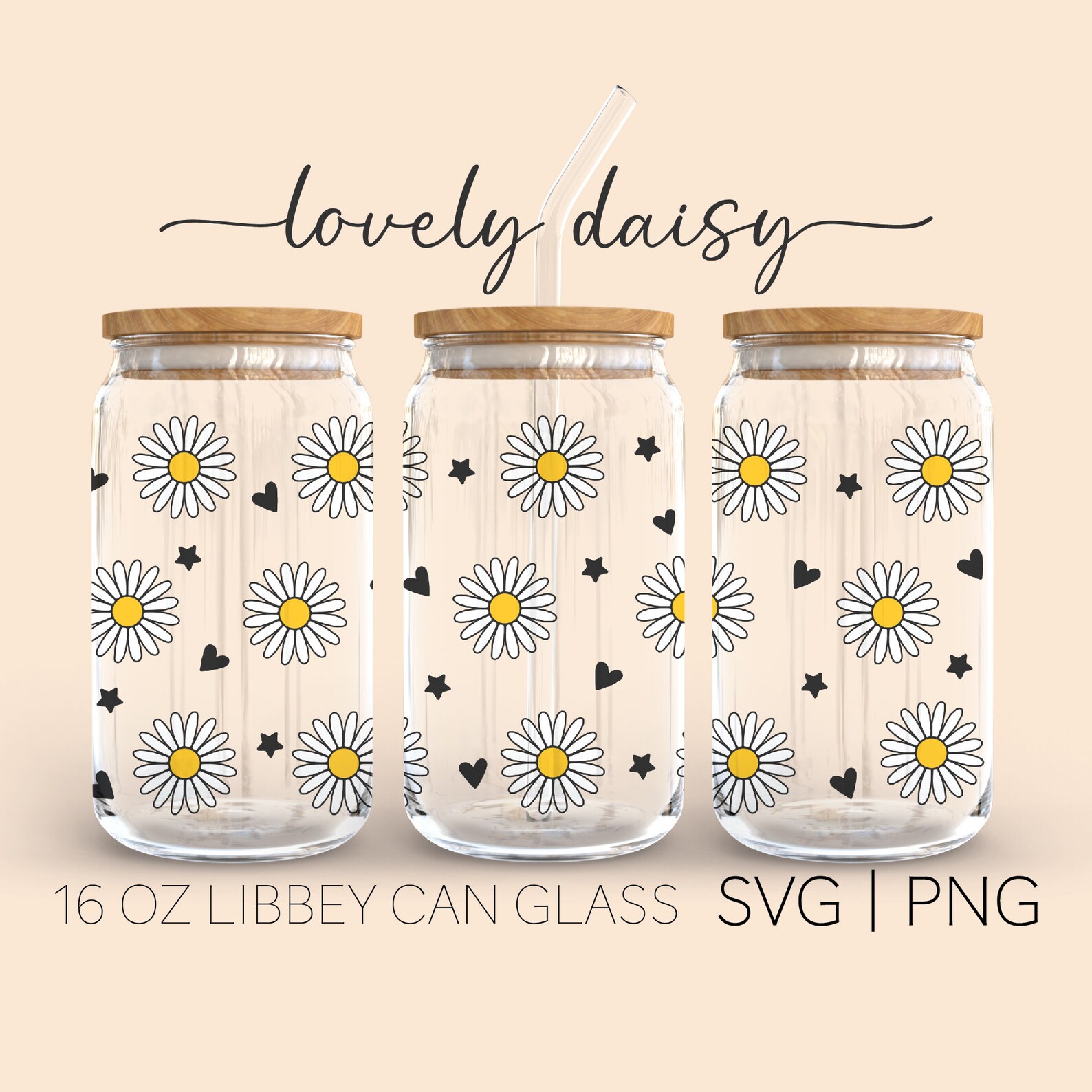 Lovely Daisy 16oz Glass Can Cutfile Daisy Svg Daisy Flower - Etsy