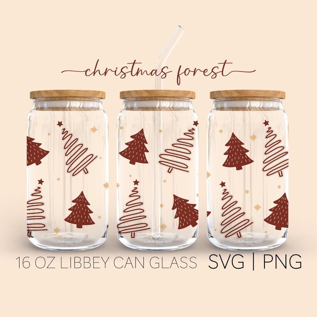 Christmas Forest 16oz Glass Can Cutfile, Merry Christmas Svg, Christmas ...
