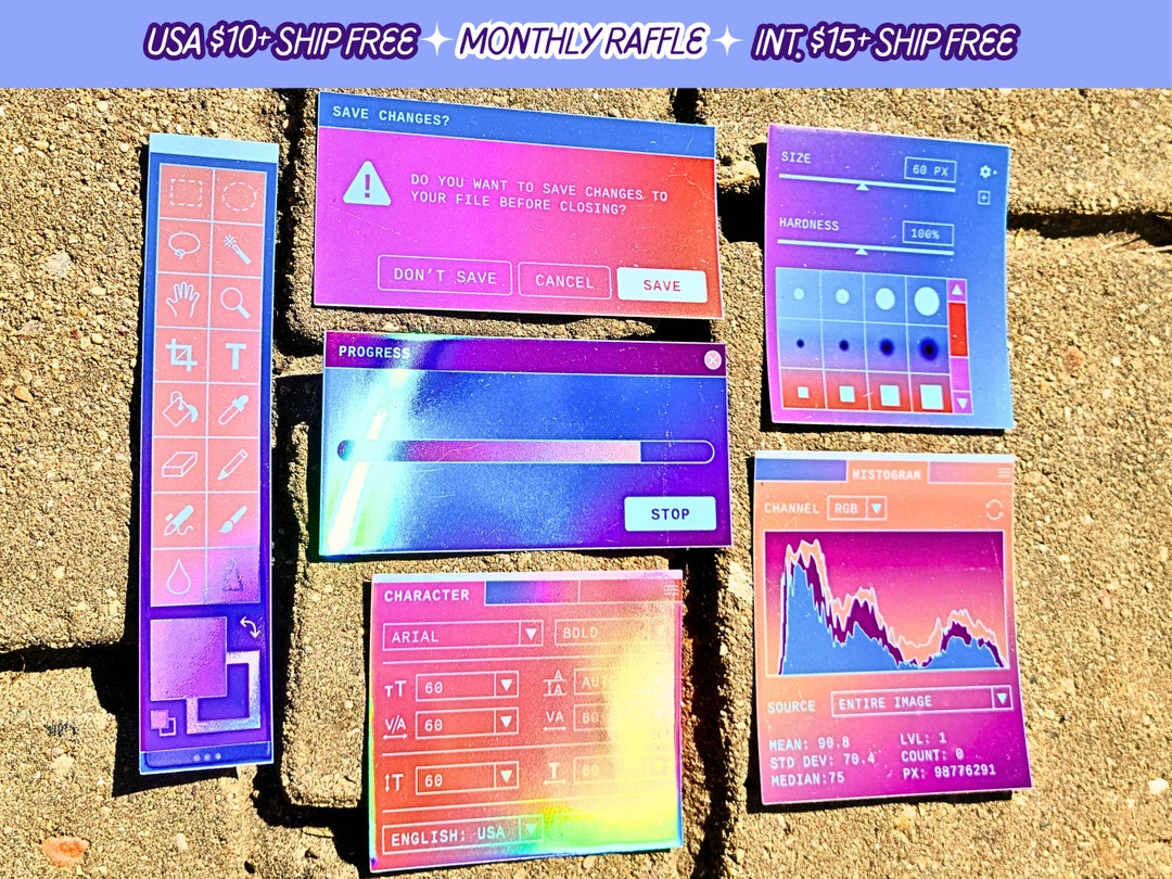 Editing Software Window Sticker Retro Graphic Design Screen Computer ...