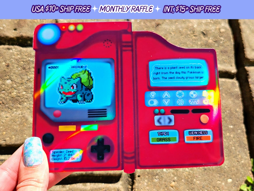 Pokedex Bulbasaur Handmade Sticker Sheet Holographic Video Game Vinyl ...