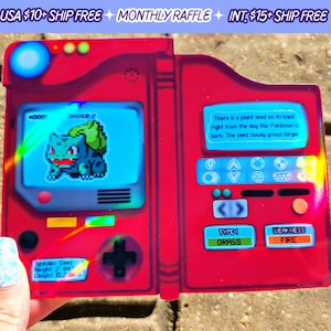 Pokedex Bulbasaur Handmade Sticker Sheet Holographic Video Game Vinyl ...