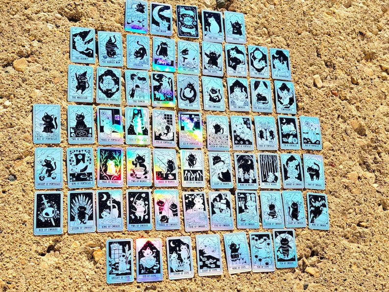 Cat Tarot Card Deck Major Arcana Holographic Vinyl Fortune Teller Cats ...