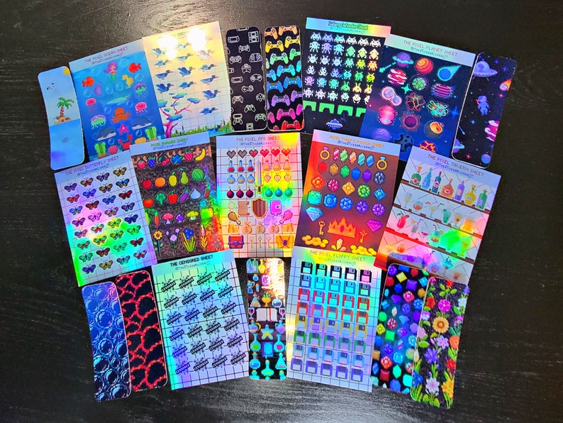 Pixel Censored Handmade Sticker Sheet Holographic Censor Vinyl Sticker ...