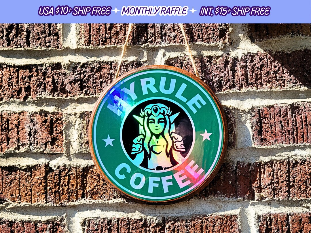 Hyrule Coffee Sign Zelda Coffee Bar Handmade Hanging Wooden Game Room ...
