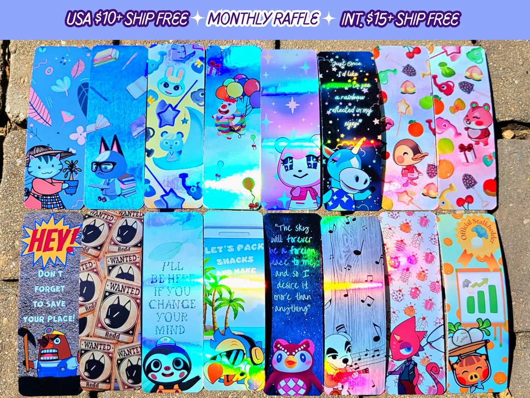 Animal Crossing Villager Holographic Bookmarks Handmade Thick Cardstock ...