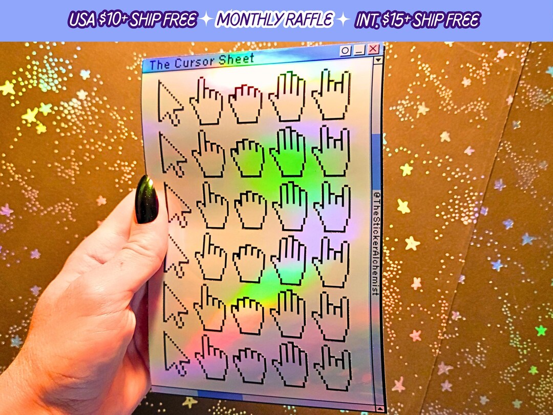 Cursor Sticker Sheet Holographic Vinyl Computer PC Cursors Stickers ...