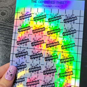 Pixel Censored Handmade Sticker Sheet Holographic Censor Vinyl Sticker ...