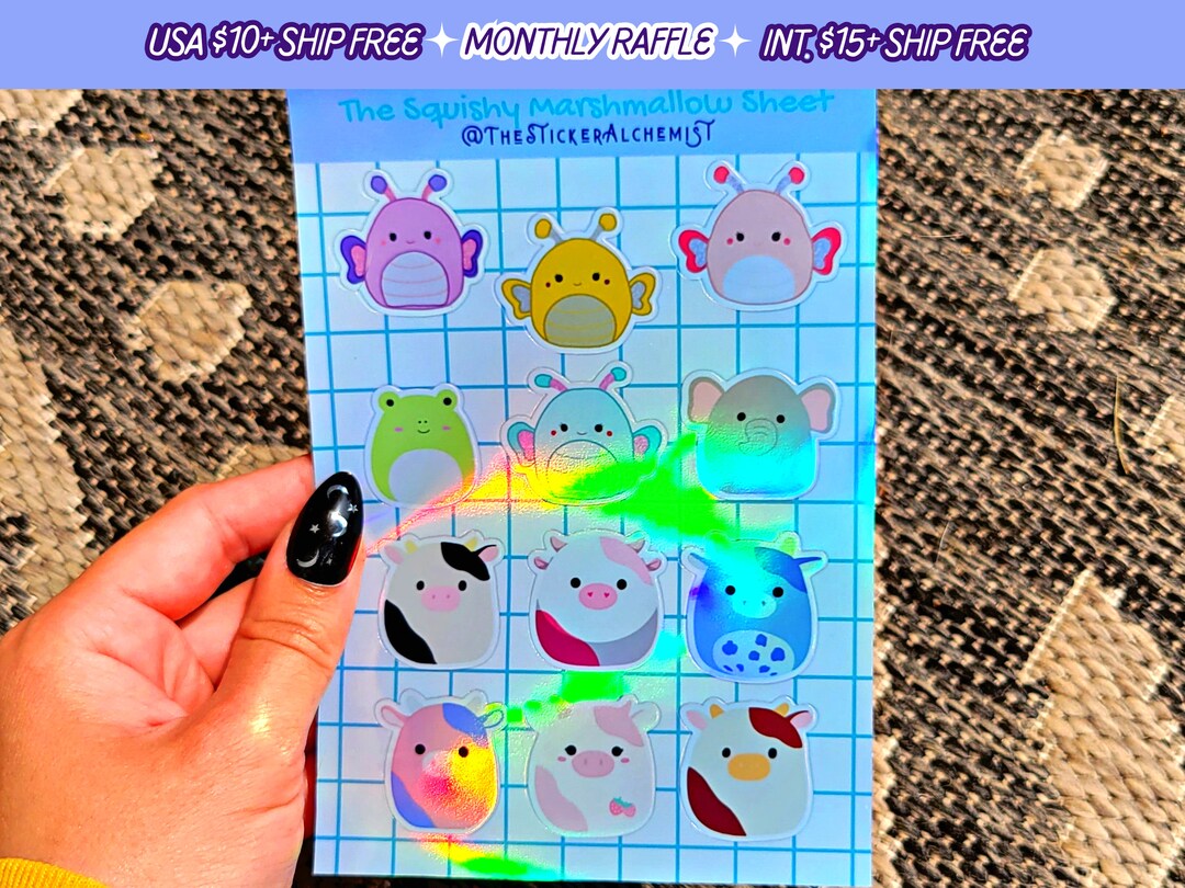Squishmallow Squishy Marshmallow Plushies Handmade Vinyl Sticker Sheet ...