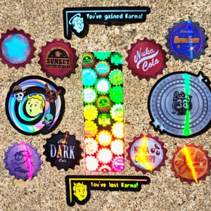 Fallout Bottle Caps Holographic Bookmark Handmade Nuka Cola Sunset ...
