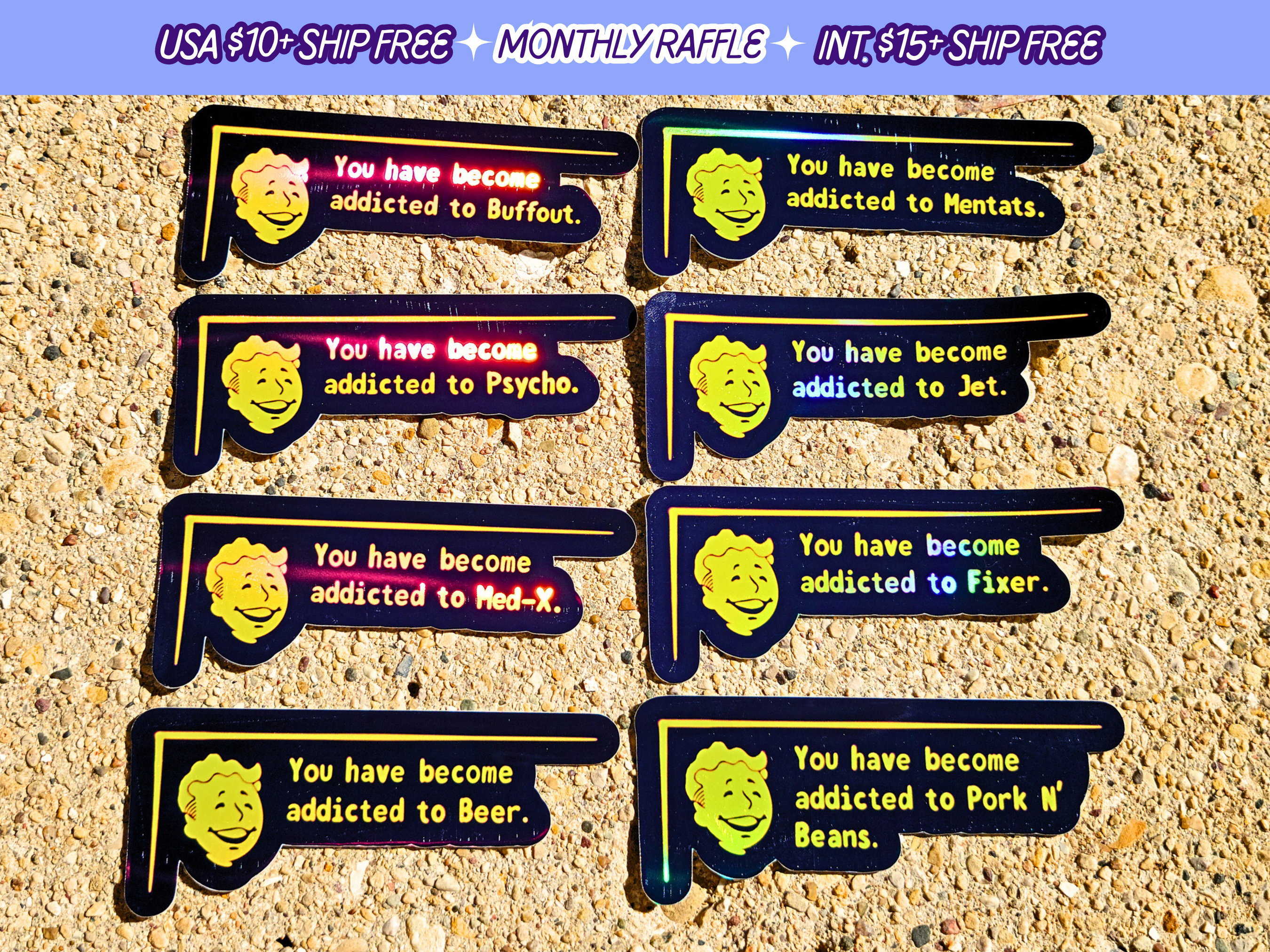 Fallout Addiction Handmade Stickers Holographic Addicted to Vinyl ...