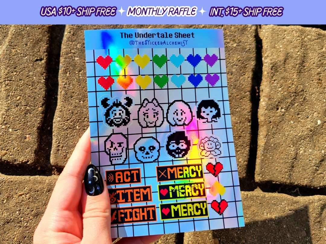 Undertale Sticker Sheet Video Game Handmade Holographic Vinyl Stickers ...