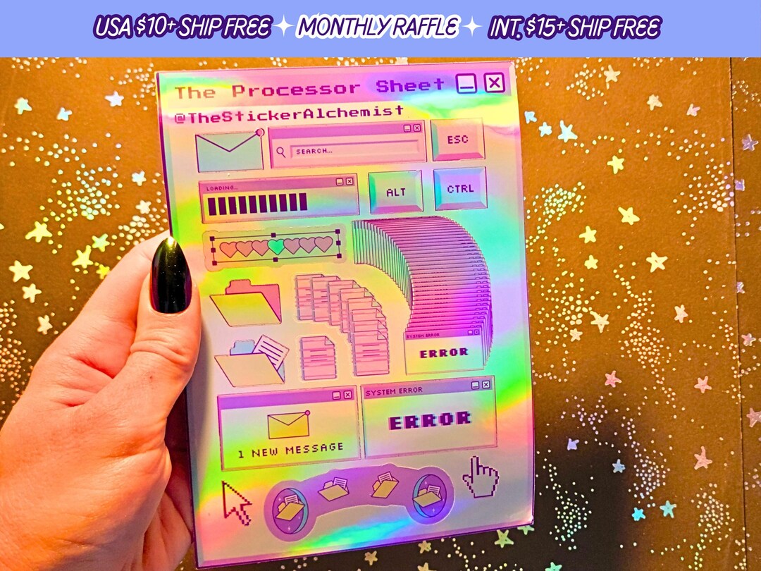 Processor Sticker Sheet Holographic Vinyl Computer PC Cursors Stickers ...