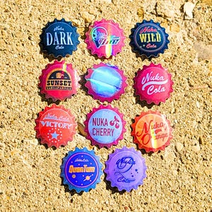 Fallout Bottle Caps Sticker Handmade Nuka Cola Holographic Sticker Pack ...