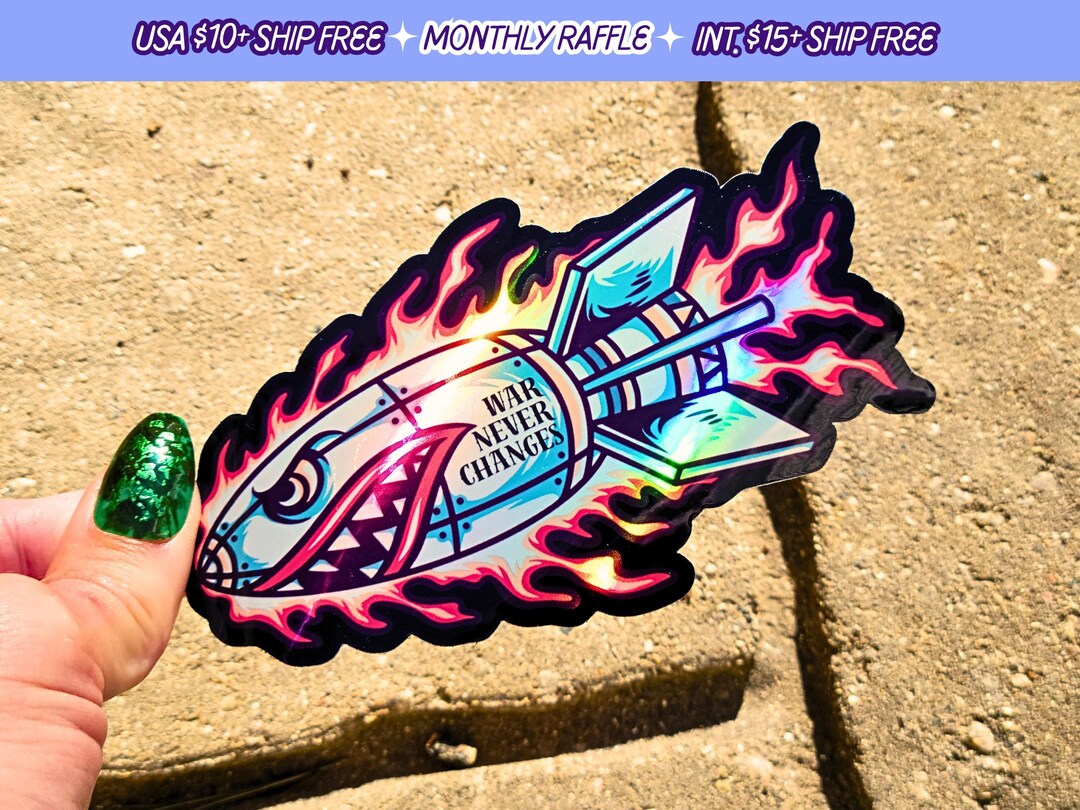 Fallout War Never Changes Nuclear Bomb Handmade Holographic Nuke Tattoo ...