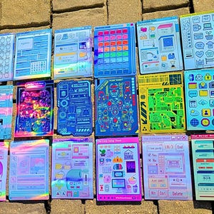 HUD Sticker Sheet Holographic Vinyl Computer PC Tech Cyberpunk Stickers ...