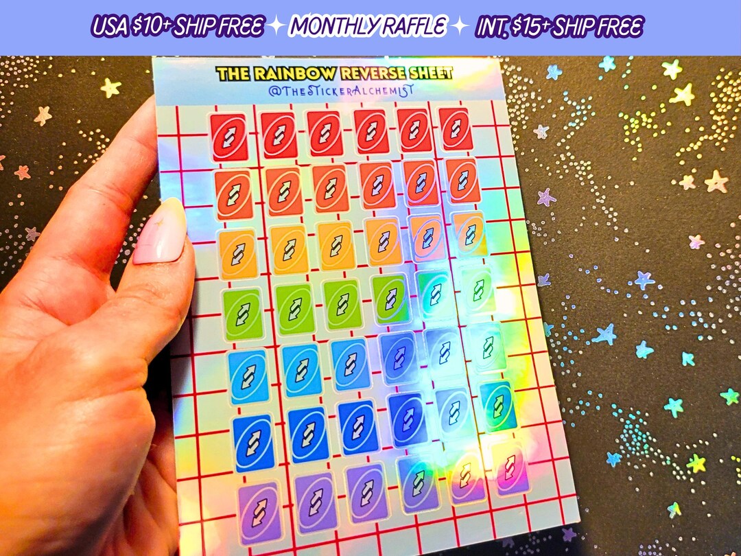 Rainbow Reverse Sticker Sheet Planner Handmade Holographic Vinyl Card ...