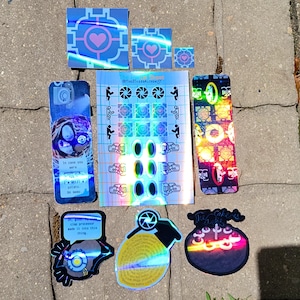 Portal Sticker Sheet Holographic Video Game Handmade Portal 2 Stickers ...