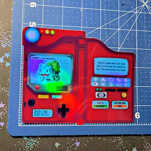 Pokedex Bulbasaur Handmade Sticker Sheet Holographic Video Game Vinyl ...