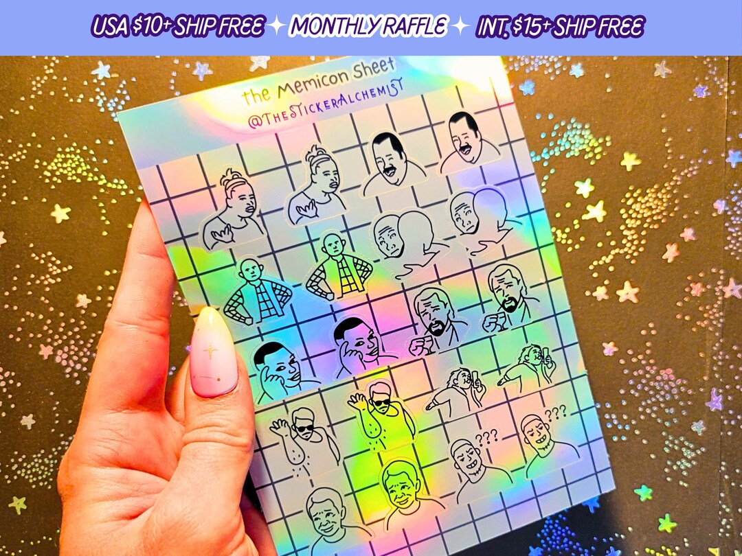 Memicon Sticker Sheet Memes Planner Handmade Holographic Vinyl Meme ...