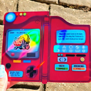 Pokedex Bulbasaur Handmade Sticker Sheet Holographic Video Game Vinyl ...