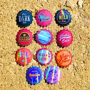 Fallout Bottle Caps Sticker Handmade Nuka Cola Holographic Sticker Pack ...