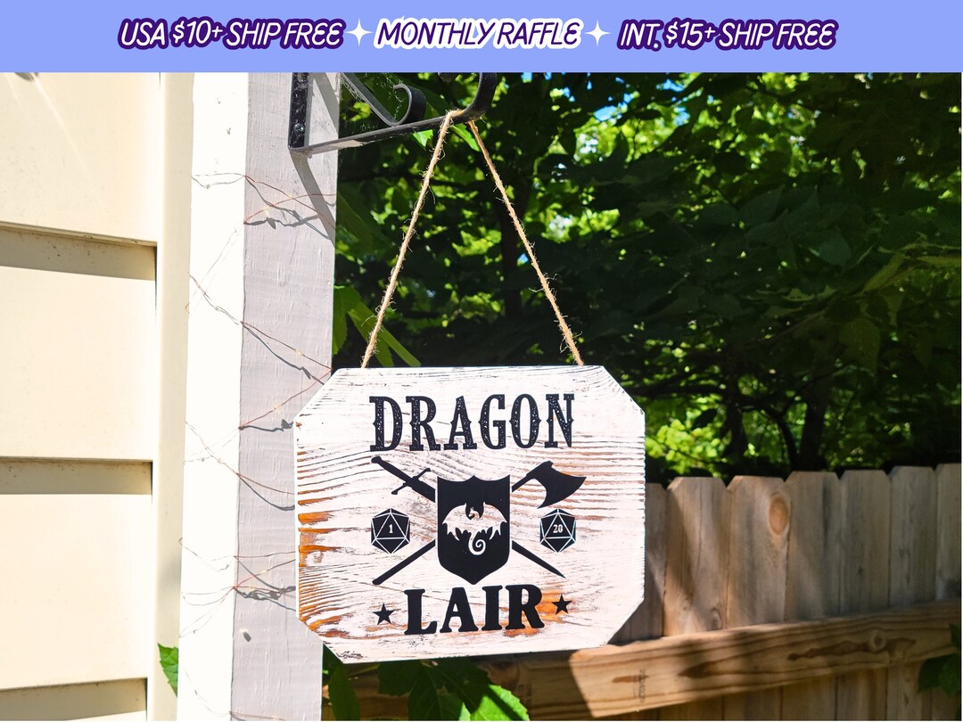 Dragon Lair Sign TTRPG Handmade Hanging Wooden Game Room Signs DND ...