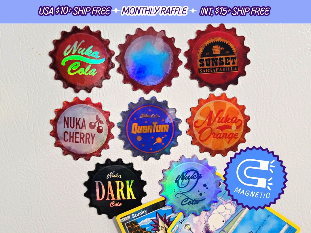 Fallout Bottle Caps Magnet Handmade Nuka Cola Holographic Magnets Pack ...