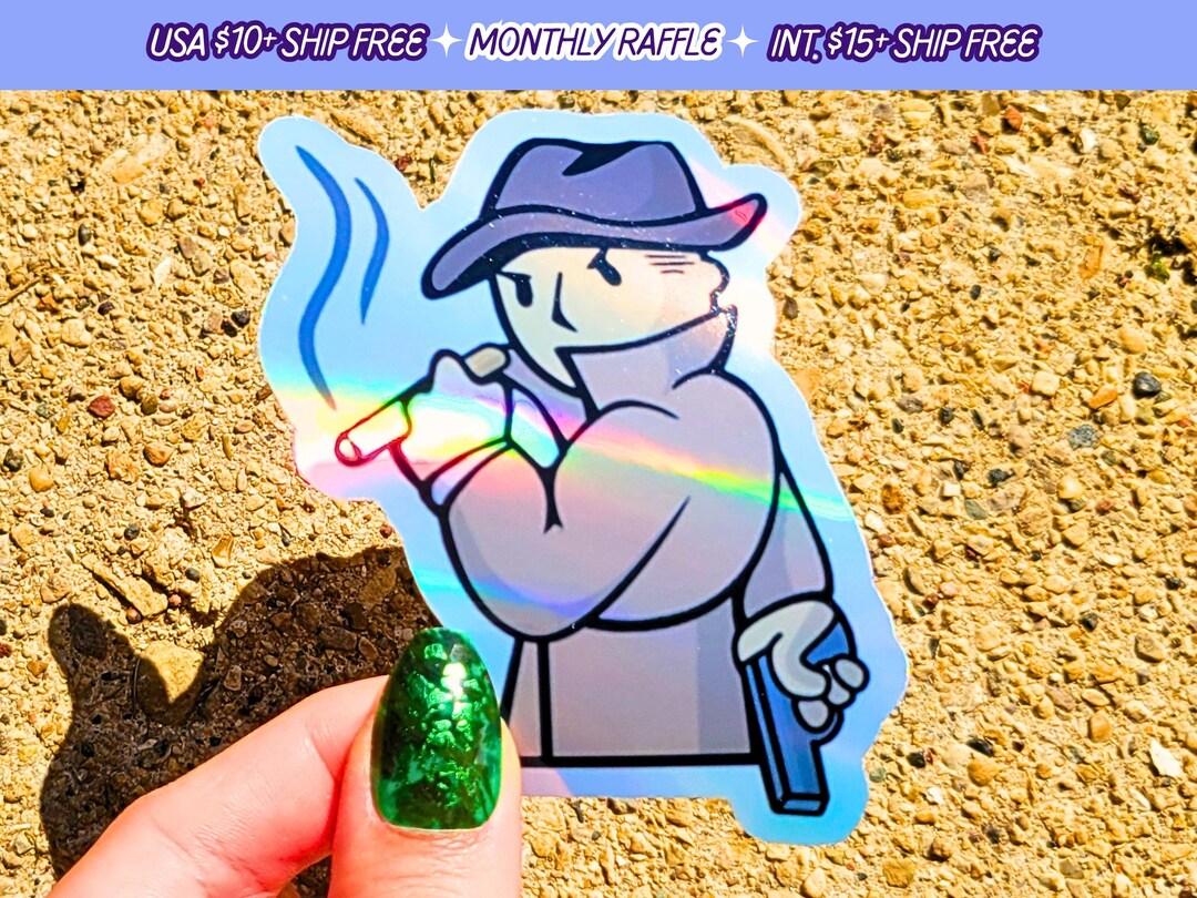 Fallout Mysterious Stranger Sticker Handmade Holographic Vinyl Stickers ...