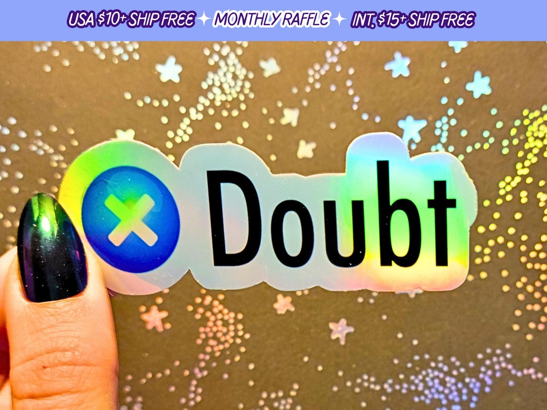 Doubt X Button Sticker Computer Handmade Holographic PC Vinyl Stickers ...