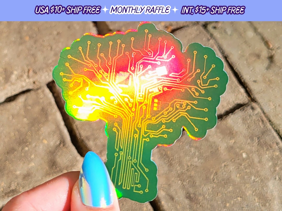 Motherboard Tree Sticker Circuitry Computer Handmade Holographic ...