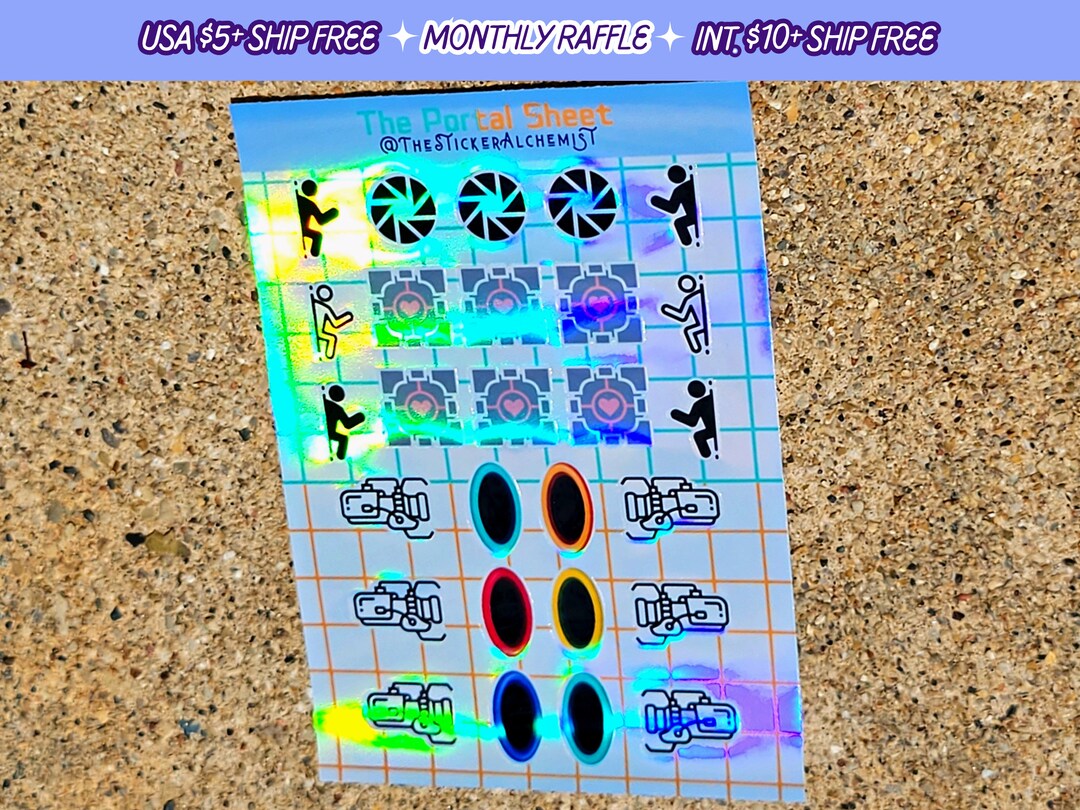 Portal Sticker Sheet Holographic Video Game Handmade Portal 2 - Etsy