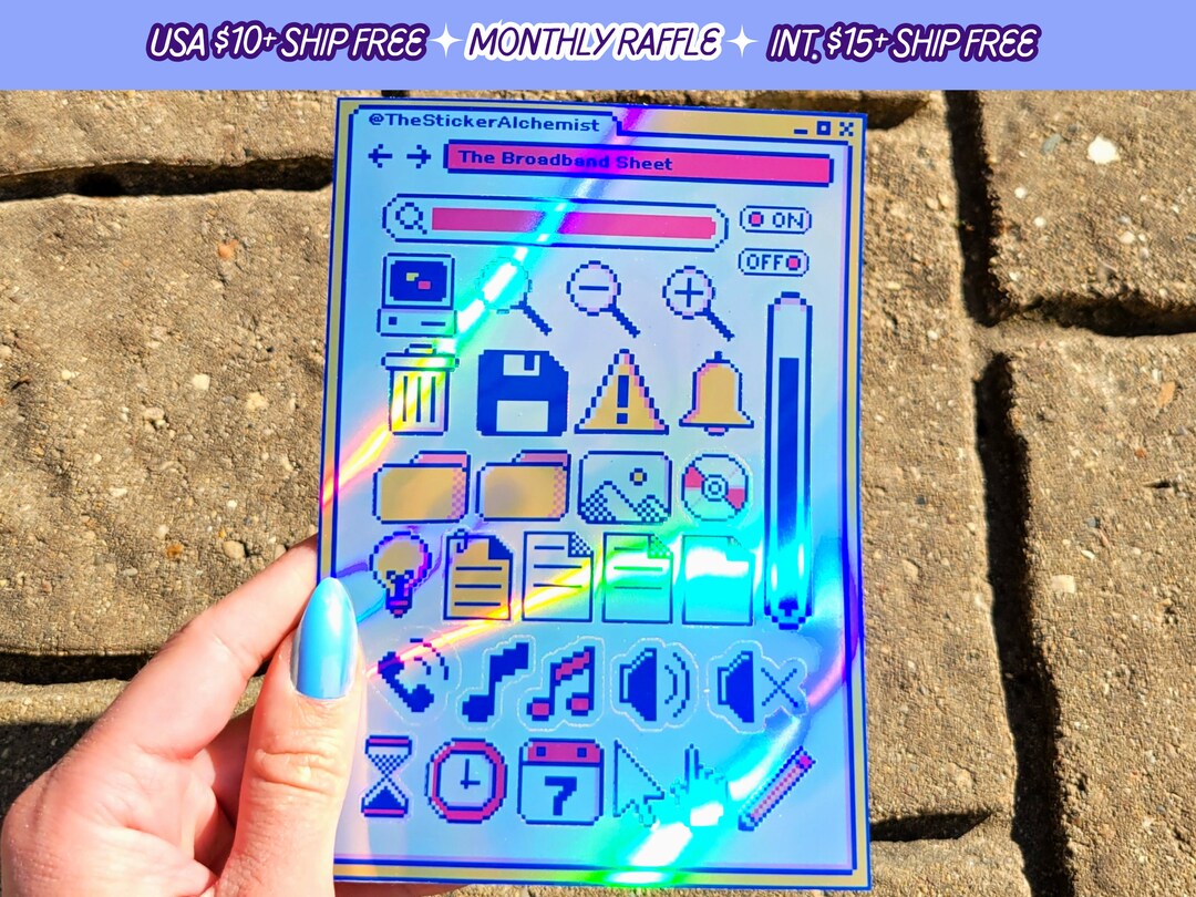 Broadband Sticker Sheet Retro Computer Handmade Vinyl Stickers Sheets ...