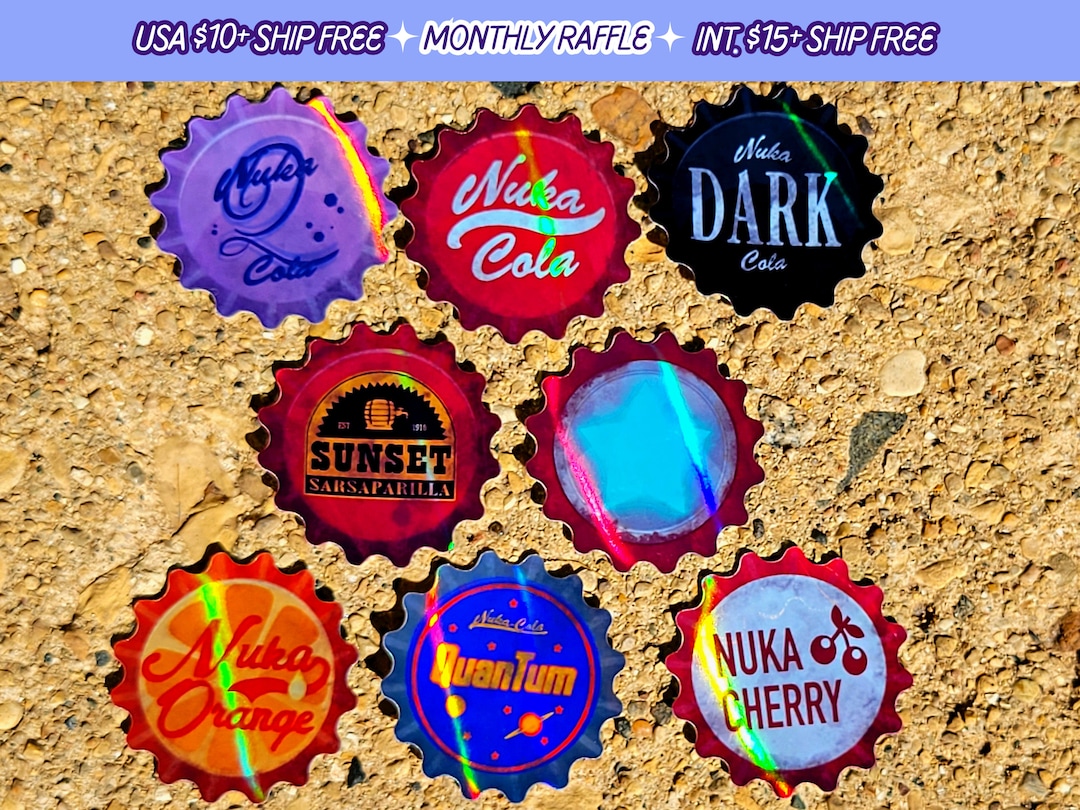 Fallout Bottle Caps Sticker Handmade Nuka Cola Holographic Sticker Pack ...