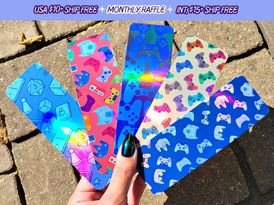 Video Game Controller Bookmarks Handmade Holographic Thick Card Stock Etsy