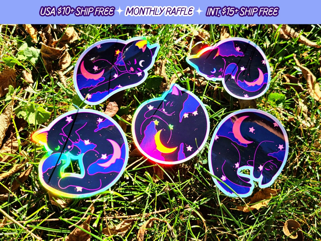 Sleepy Celestial Cats Handmade Cat Lover Galaxy Vinyl Sticker Pack - Etsy