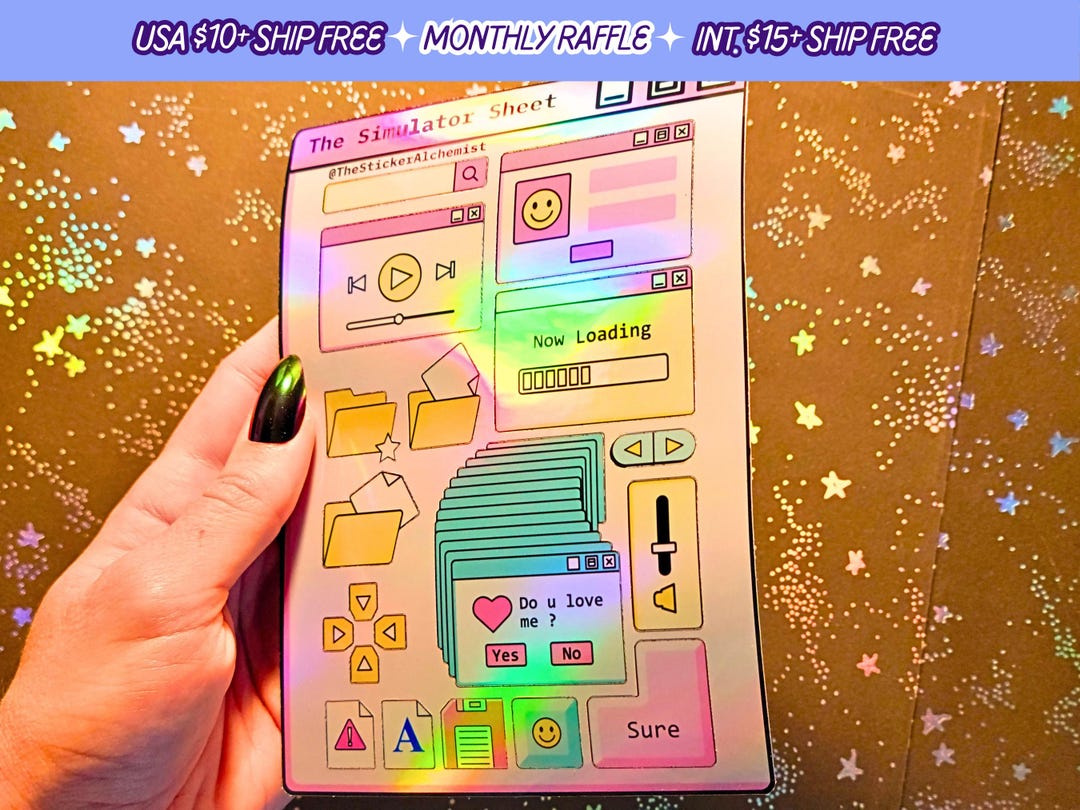 Simulator Sticker Sheet Holographic Vinyl Computer PC Cursors Stickers ...
