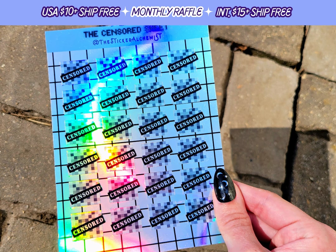 Pixel Censored Handmade Sticker Sheet Holographic Censor Vinyl Sticker ...