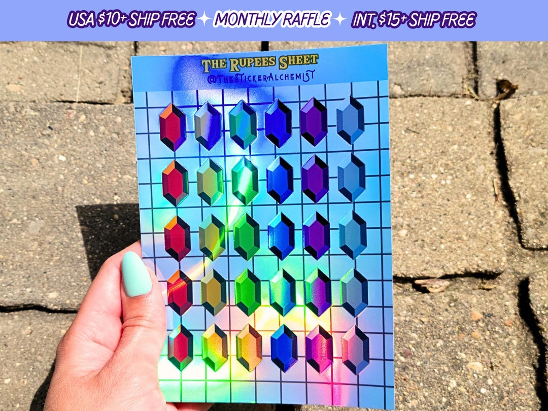 Rupee Rainbow Legend of Zelda Rupees Vinyl Sticker Sheet - Etsy