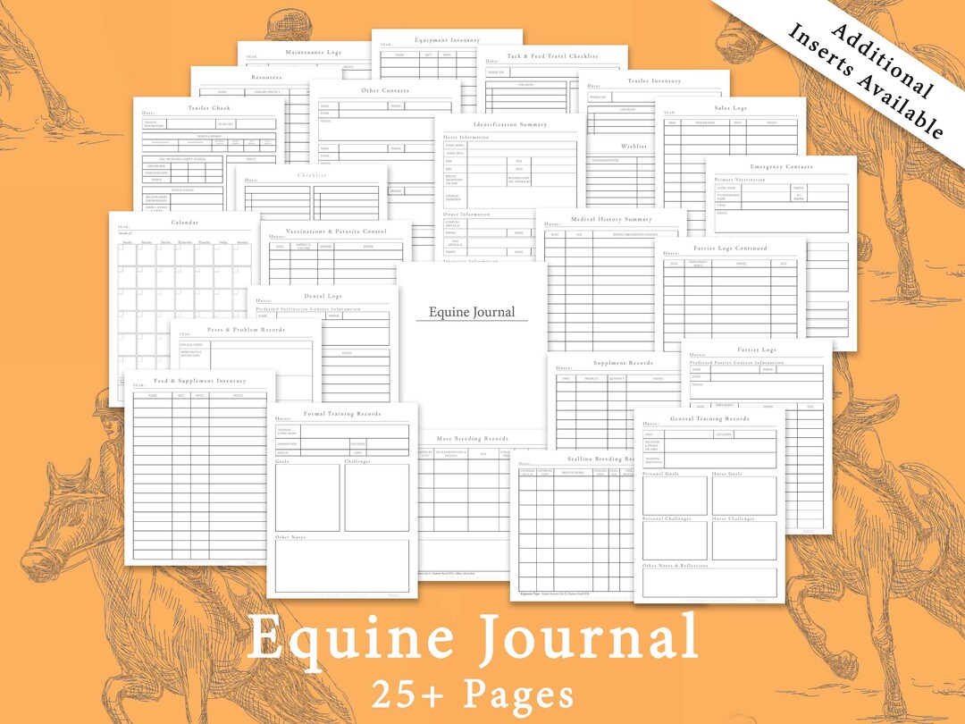 Equestrian Journal | Horse Logs | Printable PDF - Etsy