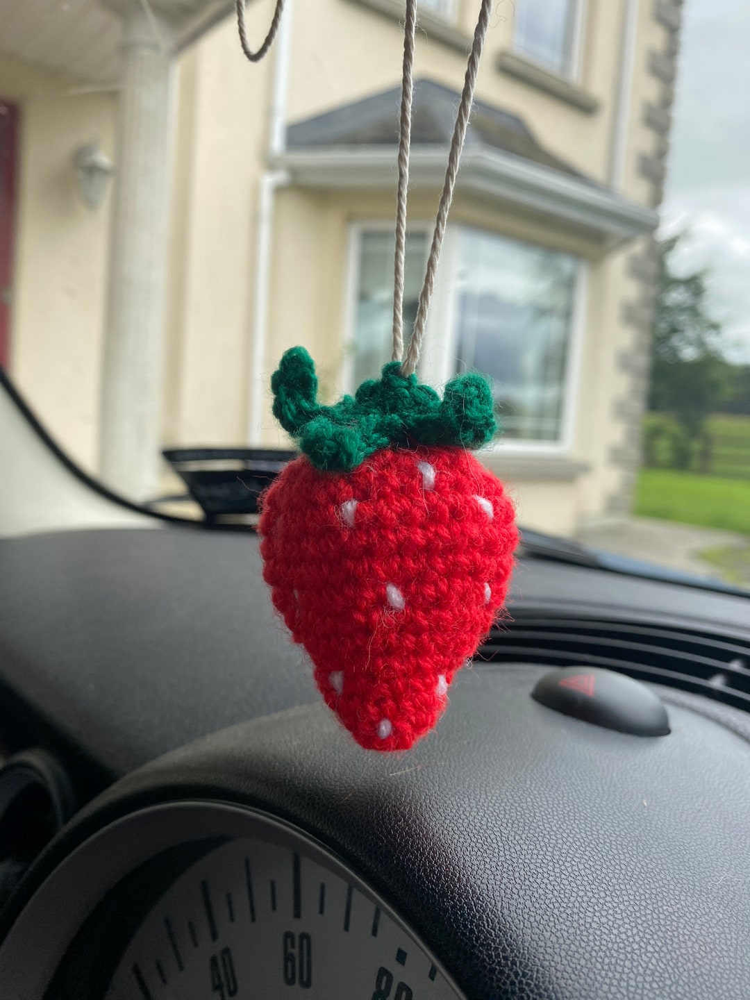 Strawberry Crochet Car Hanging - Etsy